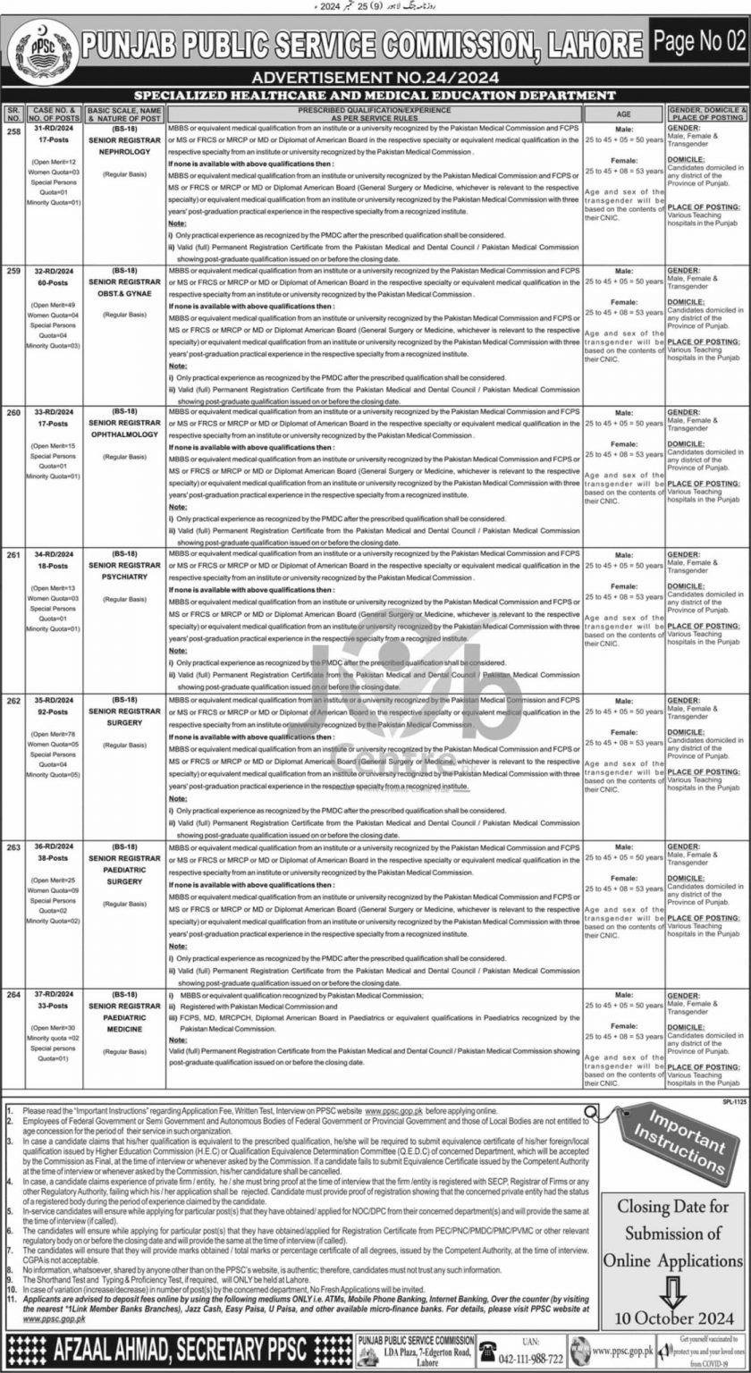 New PPSC Jobs Advertisement No 24/2024 | Punjab Public Service ...